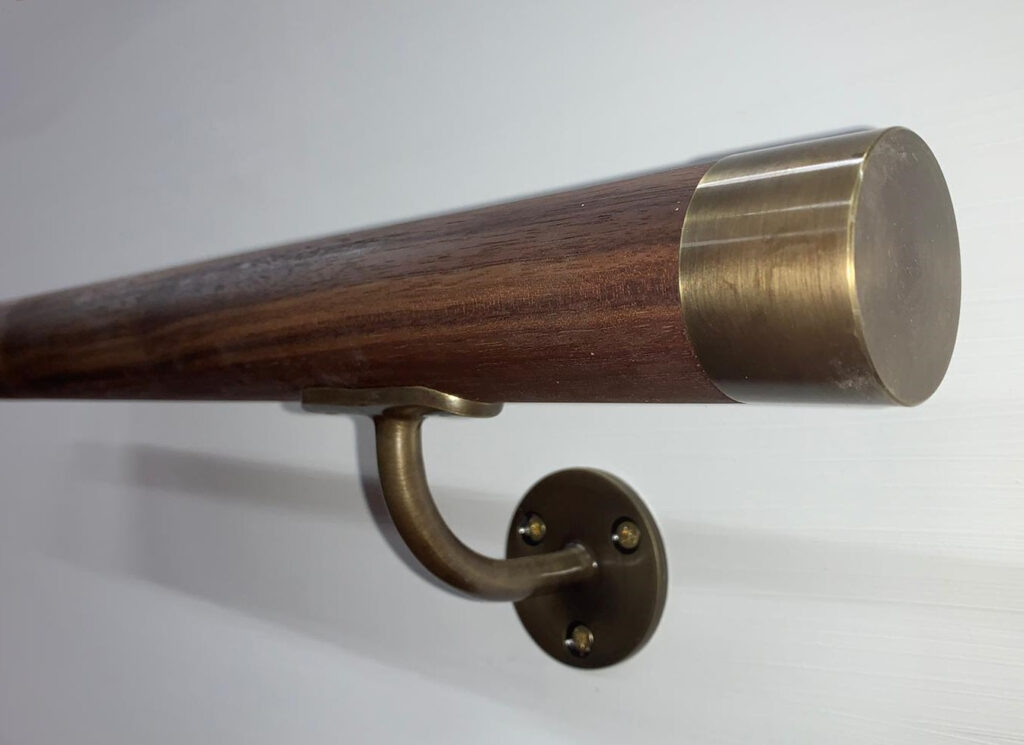 Antique Brass & Walnut Handrail - SimpleHandrails